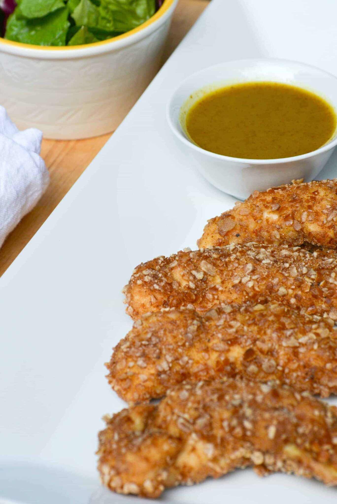Gluten Free Pretzel Crusted Chicken Spicy Honey Mustard Dipping Sauce ...